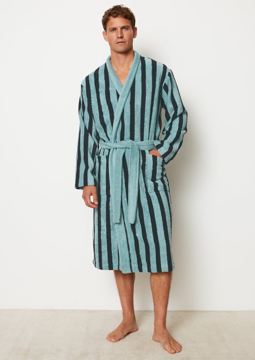 Men's bathrobe model Heritage made from pure organic cotton - blue ...