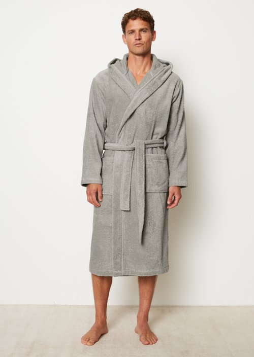 Herren-Bademantel Model Timeless mit Kapuze - grau | Bademäntel | MARC O’POLO