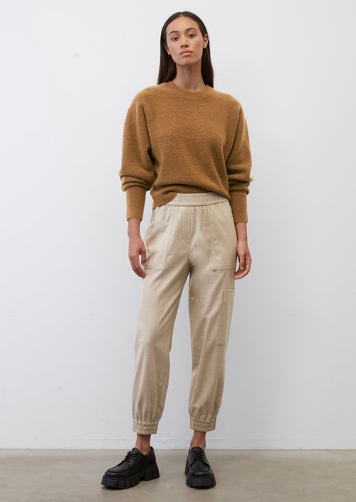 Tapered flannel tracksuit bottoms with recycled materials - beige ...