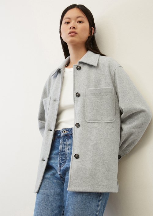 Elegant jersey shirt jacket made of Italian wool blend fabric - gray ...