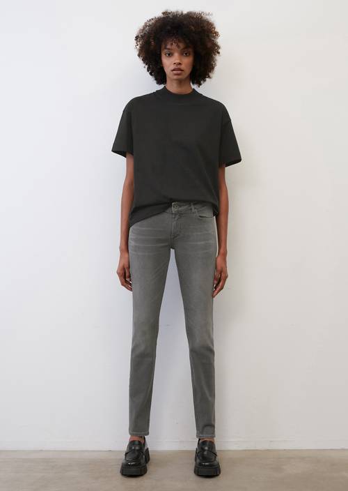 Jeans model ALBY slim mid waist van elastisch organic cotton - grijs ...