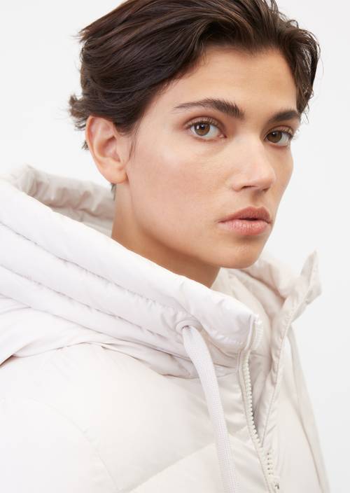 Donzen mantel met capuchon met een waterafstotend oppervlak - wit ...