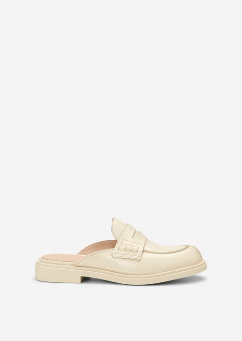 Penny loafer clog made of soft sheepskin nappa leather - white | SHOES ...