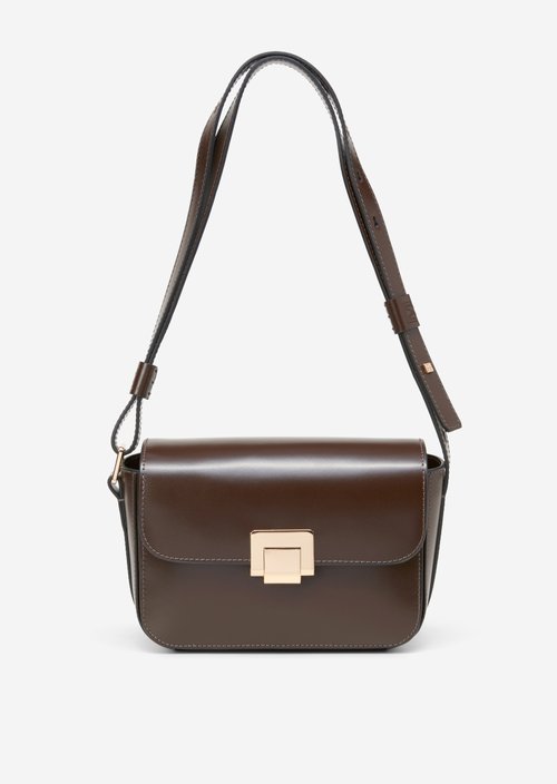 Shoulder bag small with elegant hinged clasp - brown | Messenger bag | MARC O’POLO