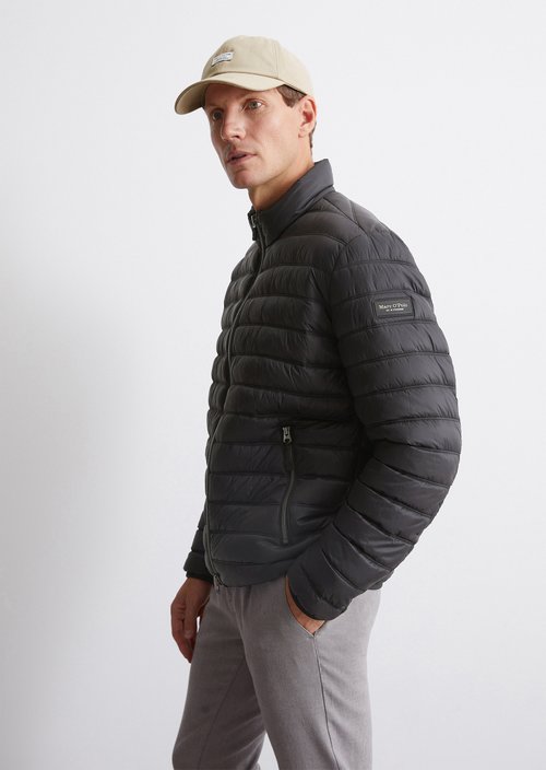 Quilted jacket regular with padding from Unifi REPREVE® - black ...