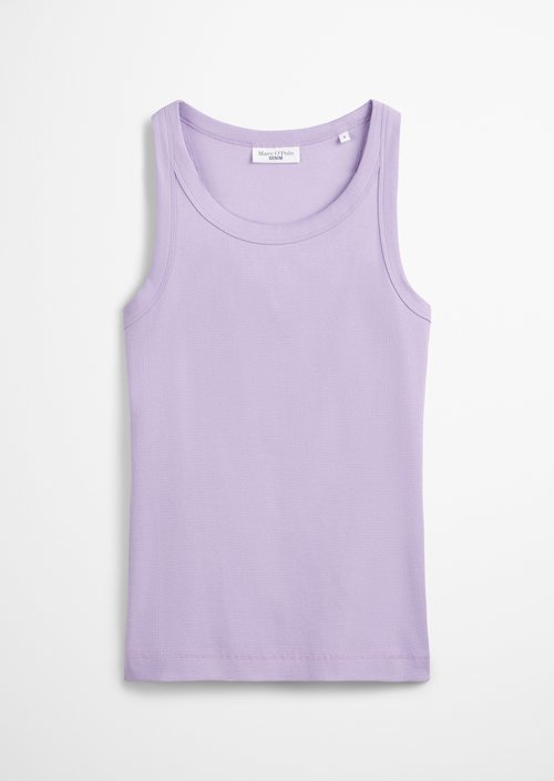 Ribbed tank top slim made from organic cotton stretch jersey - violet ...