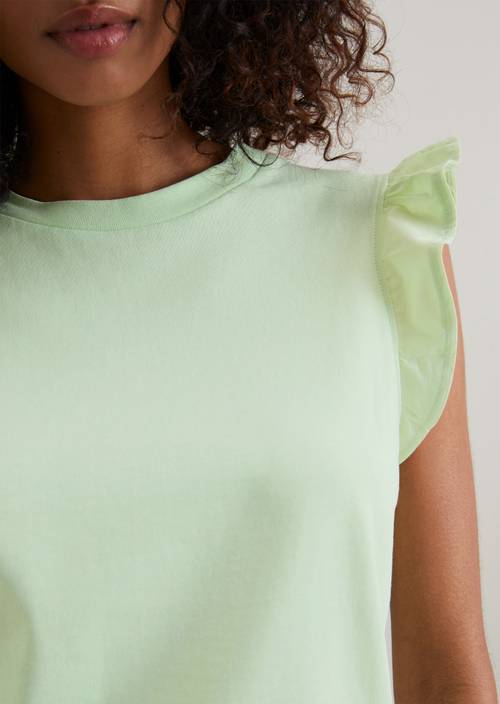 Regular flounce T-shirt made from a mix of materials - green | Shirts ...
