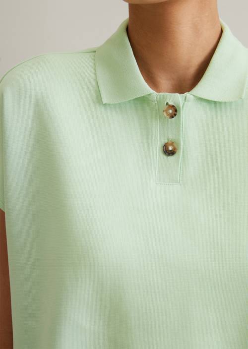 Ärmelloses Poloshirt wide aus Organic Cotton - grün | Polos | MARC O’POLO