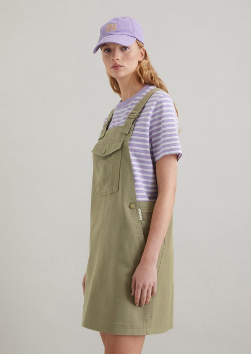 Mini bib dress regular A-shape made from cotton stretch twill - green ...