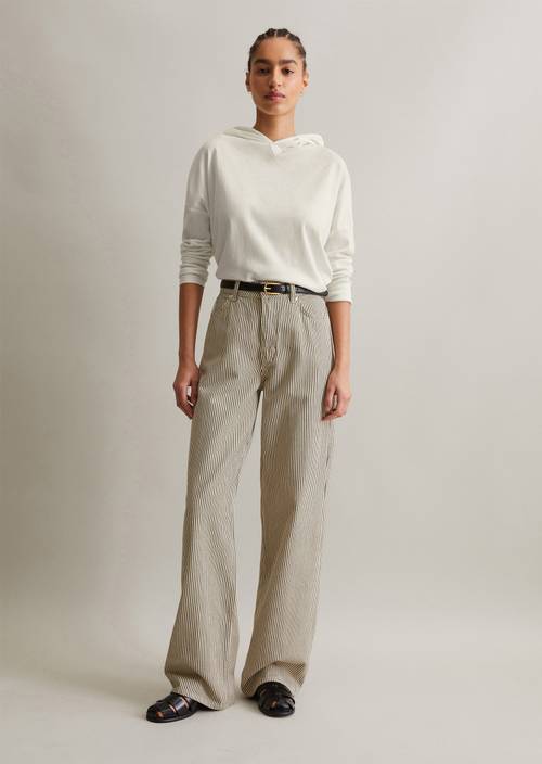 Jeans wide made from striped organic cotton - white | Wide fit | MARC O ...
