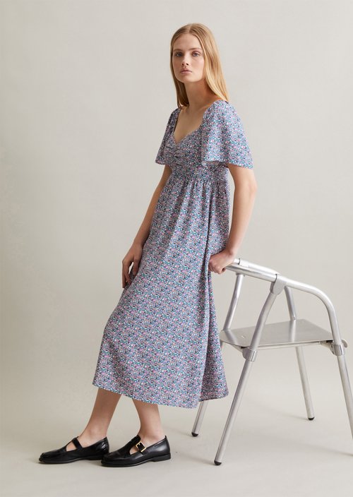 Milkmaid-style summer dress from LENZING™ ECOVERO™ - blue | Dresses ...