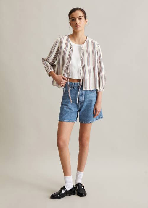 Relaxed striped blouse jacket made from pure organic cotton - white ...