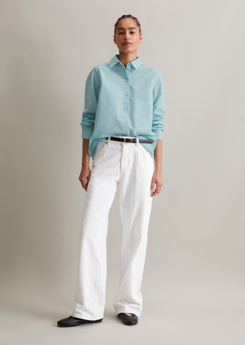 Regular blouse with pleat detail made from pure organic cotton - blue | Women | MARC O’POLO