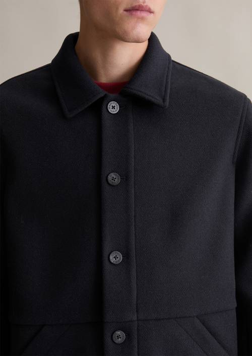 Wool jacket regular made from a wool blend with recycled content - blue ...