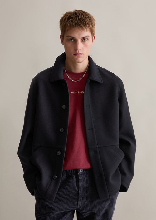 Wool jacket regular made from a wool blend with recycled content - blue ...