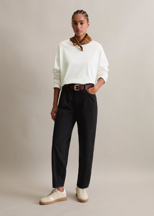 Jeans modello Stine barrel cropped in denim rigido - nero | Taglio ...