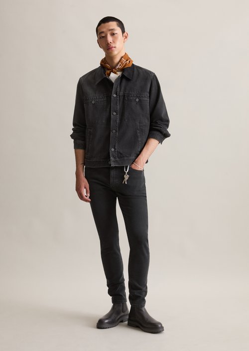 Pravidelná džínová bunda s manšestrovým límcem - černá | Bundy | MARC O ...