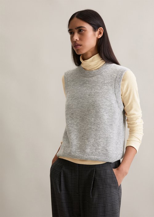 Pullunder regular aus softem Schurwolle-Mix - grau | Rundhals Pullover | MARC O’POLO