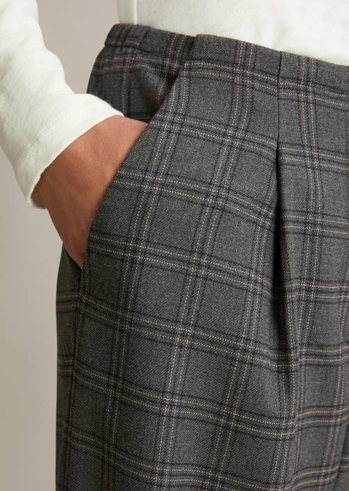 Check trousers loose tapered with recycled polyester and viscose - gray ...
