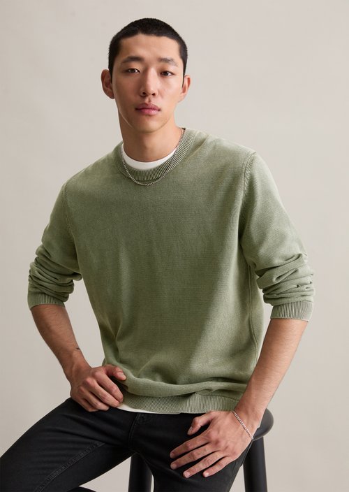 Pull-over Garment Dye régulier en pur coton bio - verde | Femmes | MARC ...