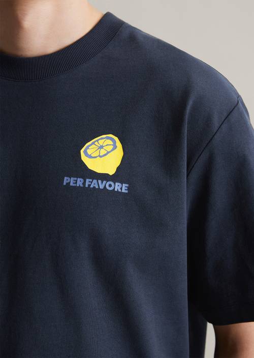 T-shirt oversized with print on the front and back - blue | Short ...