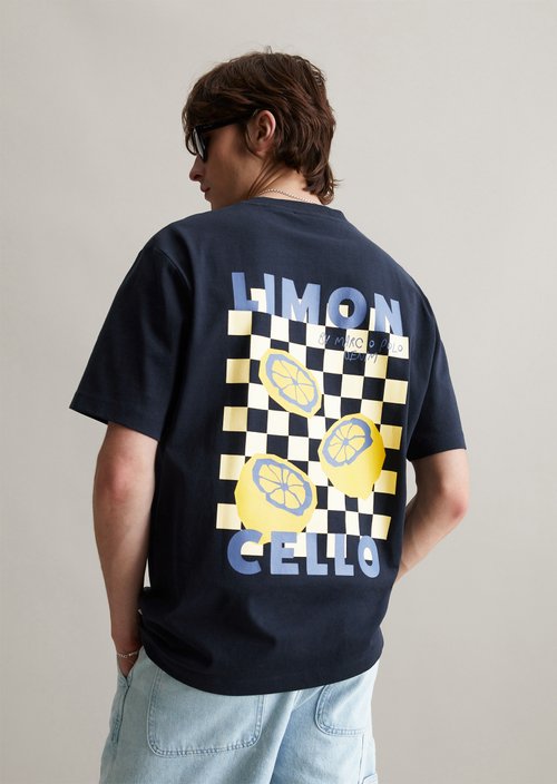 T-shirt oversize z nadrukiem z przodu i z tyłu - niebieski | Krótki ...