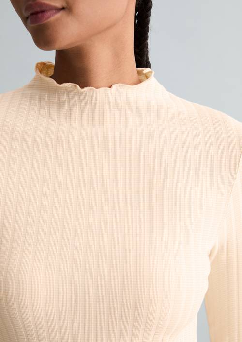 T-shirt long à côtes slim en coton bio mélangé - orange | Manches ...