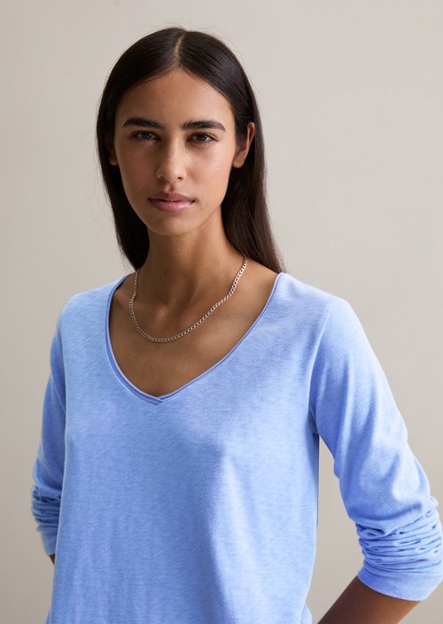 Longsleeve regular aus Premium Organic Cotton - blau | Langarm | MARC O’POLO