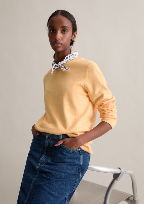 Pull-over regular en Soft Cotton Stretch - orange | Pulls à col rond ...