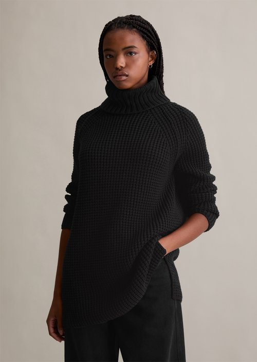 Pull en maille relaxed en mélange de coton organique - noir | Pulls à ...