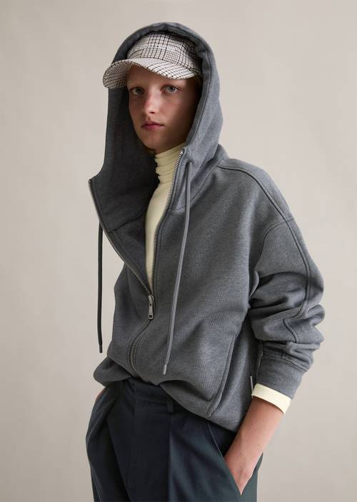 Bluza dresowa z luźnym kapturem z przytulnym, szorstkim wnętrzem - szary | Bluzy rozpinane ...