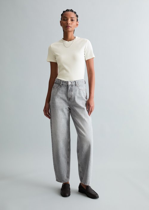 Jeans Model Stine Barrel cropped aus Rigid Denim - grau | Relaxed Fit ...