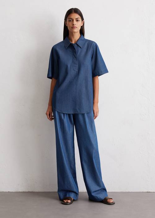 Relaxed blouse with TENCEL™ Lyocell - blue | Blouse-style shirts | MARC ...