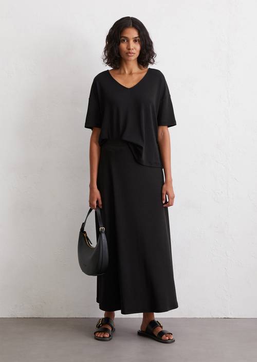 A-line jersey skirt made from a stretchy viscose blend - black | Maxi ...