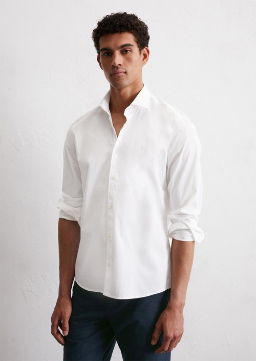 Shirt shaped made from stretch poplin - white | Long sleeve shirts ...