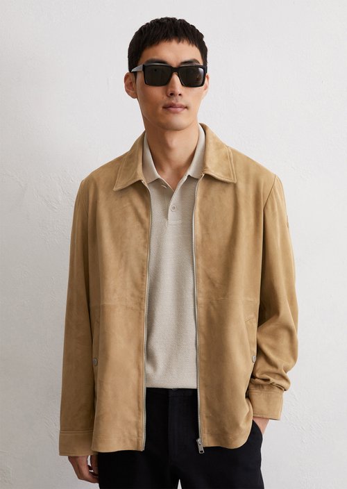 Lederjacke regular aus weichem Ziegenleder - beige | Lederjacken | MARC O’POLO