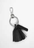 Porte-clés avec pompon en cuir et étiquette logo - gris | Porte-clés ...