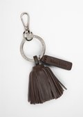 Porte-clés avec pompon en cuir et étiquette logo - gris | Porte-clés ...