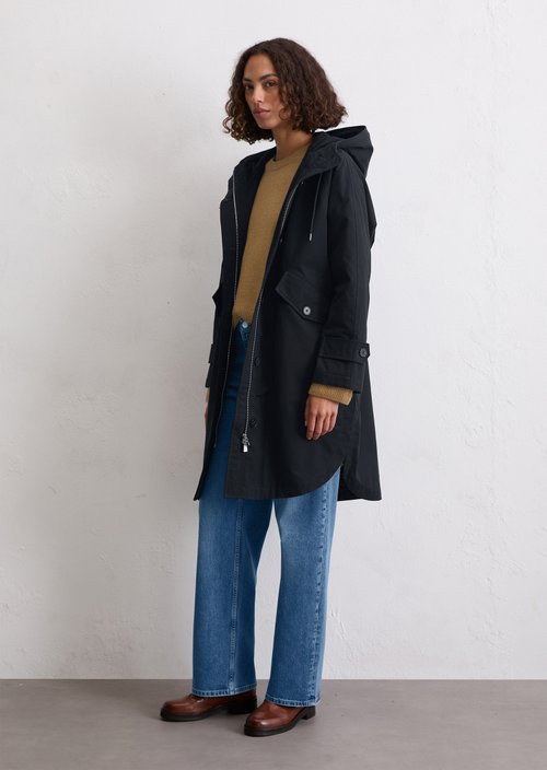 Parka im Cape-Stil relaxed aus gepeachtem Baumwoll-Twill - blau | Parkas | MARC O’POLO
