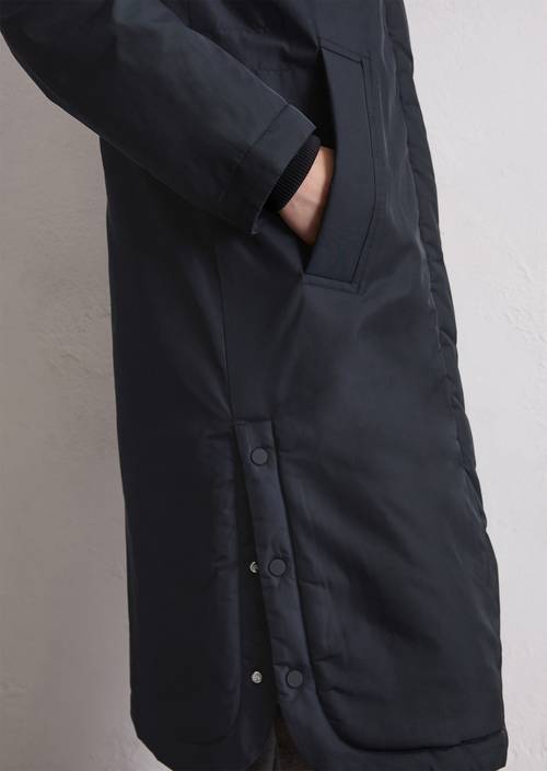 Parka with hood regular made from recycled polyester twill - blue ...