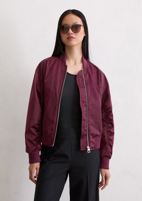Blouson im Aviator-Stil regular aus recyceltem Shiny-Polyester-Twill - rot | Bomberjacken | MARC ...