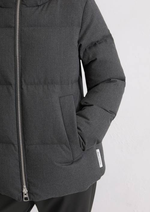 Down puffer jacket relaxed made from recycled flannel - gray | Down ...