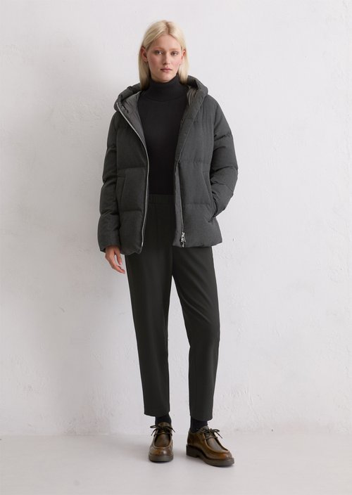 Down puffer jacket relaxed made from recycled flannel - gray | Down ...