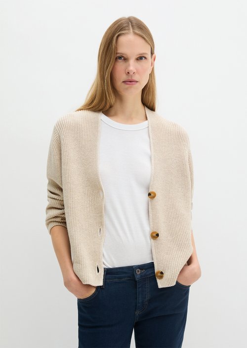 V-Neck-Cardigan relaxed aus Heavy-Weight-Organic-Cotton - beige ...