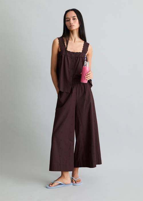 Broderie-Anglaise-Hose wide aus reiner Bio-Baumwolle - rot | Hosen ...