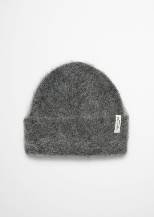 Knitted cap made from a fluffy alpaca wool mix - gray | Headwear | MARC ...