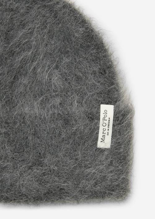 Knitted cap made from a fluffy alpaca wool mix - gray | Headwear | MARC ...