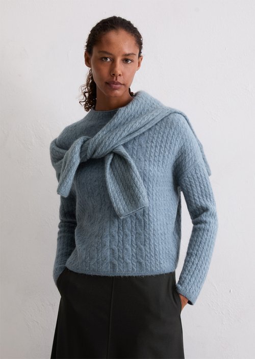 Sweater regular made from a soft wool/alpaca wool blend - blue | Chunky ...