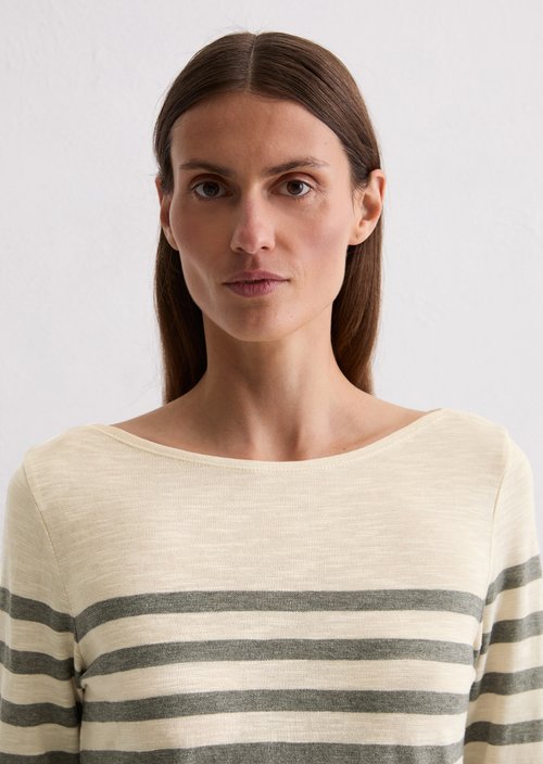 Ringel-Longsleeve regular aus Slubjersey - grau | Langarm | MARC O’POLO