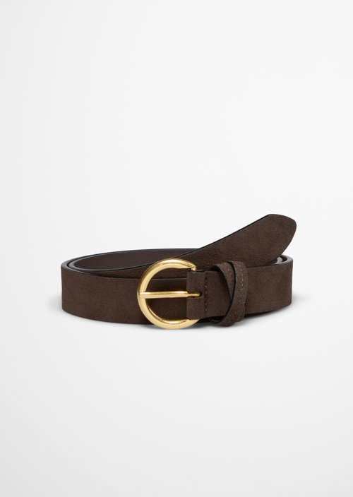 Belt with round brass clasp - brown | Belts | MARC O’POLO